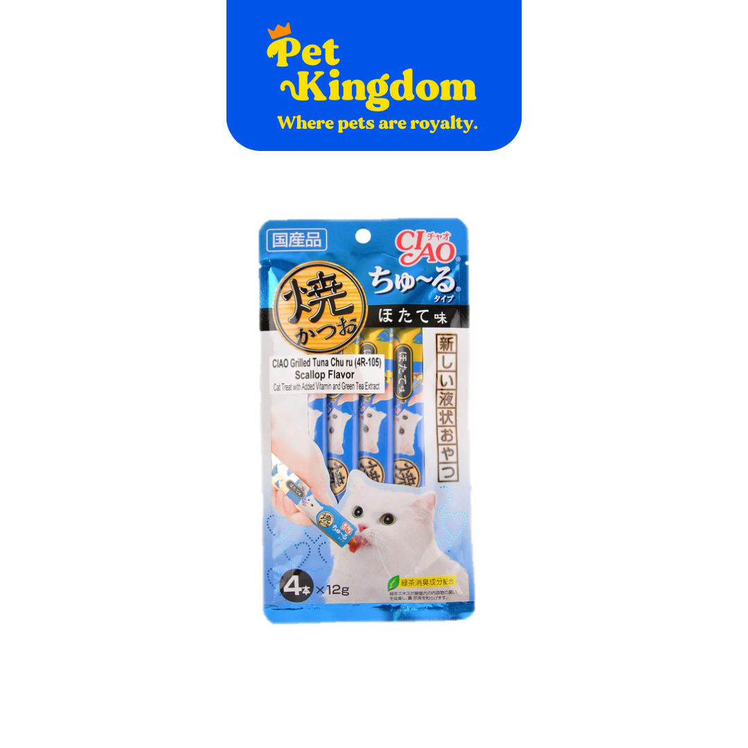 4R105 - CIAO GRILLED TUNA CHURU SCALLOP FLAVOR 12GX4 – Pet Kingdom
