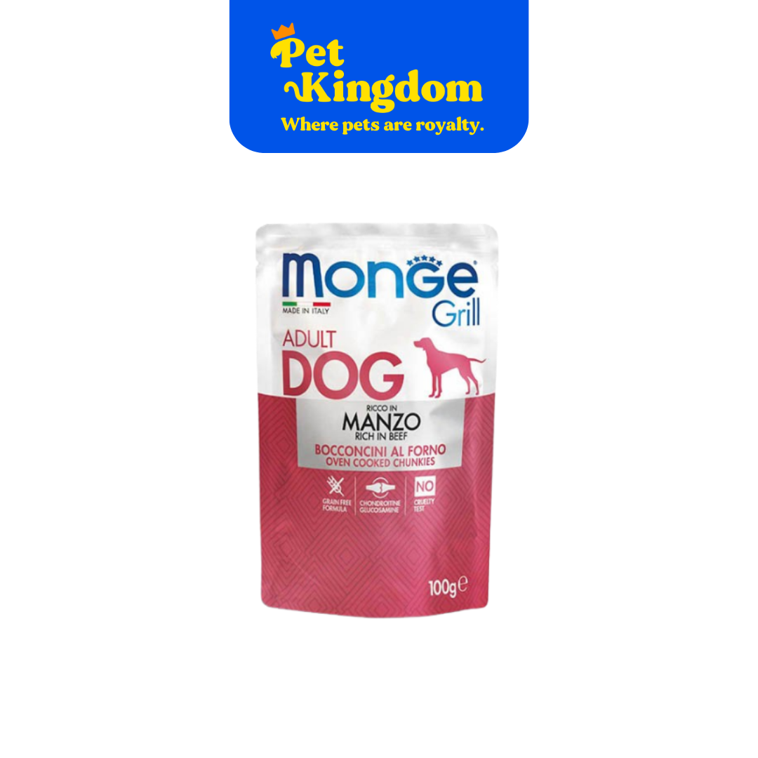 MONGE POUCH GRILL GRAIN-FREE CHUNKIES BEEF 100G – Pet Kingdom